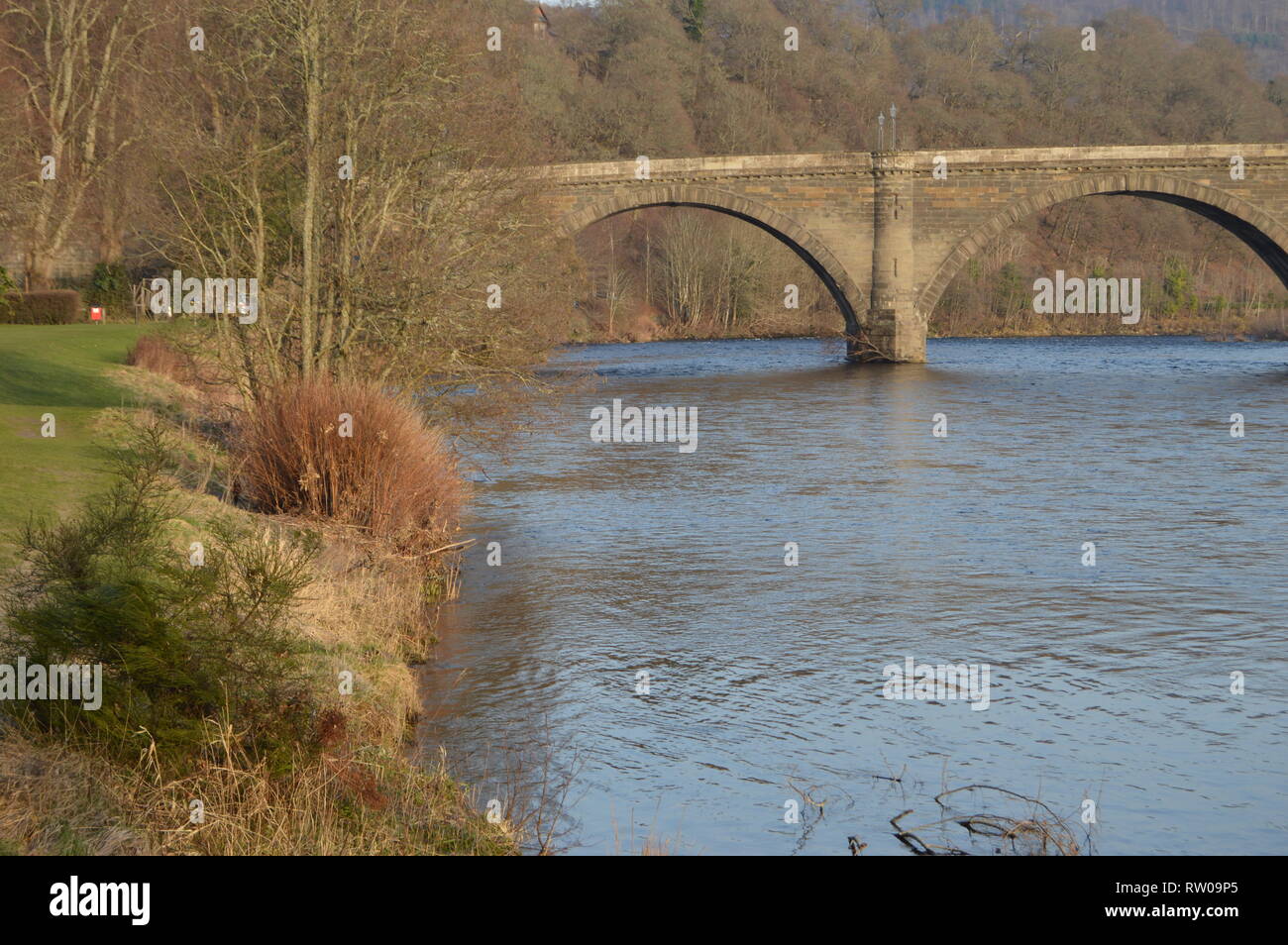 Telford's bridge across the river at Dunkeld, Pershire in late Februay ...