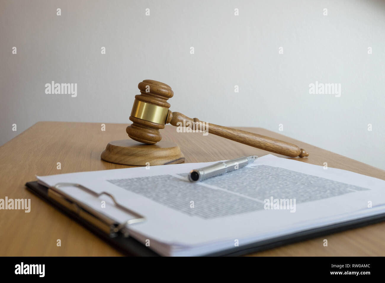 Close up object law concept. Judge gavel with justice lawyers and ...
