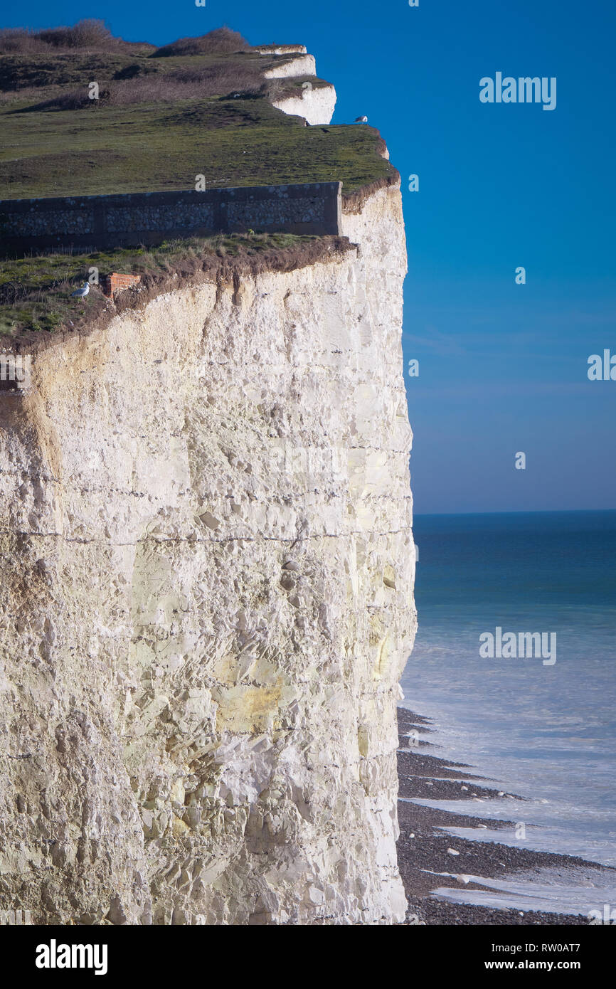 Famous Seven Sisters White Cliffs at the coast of Sussex England Stock ...