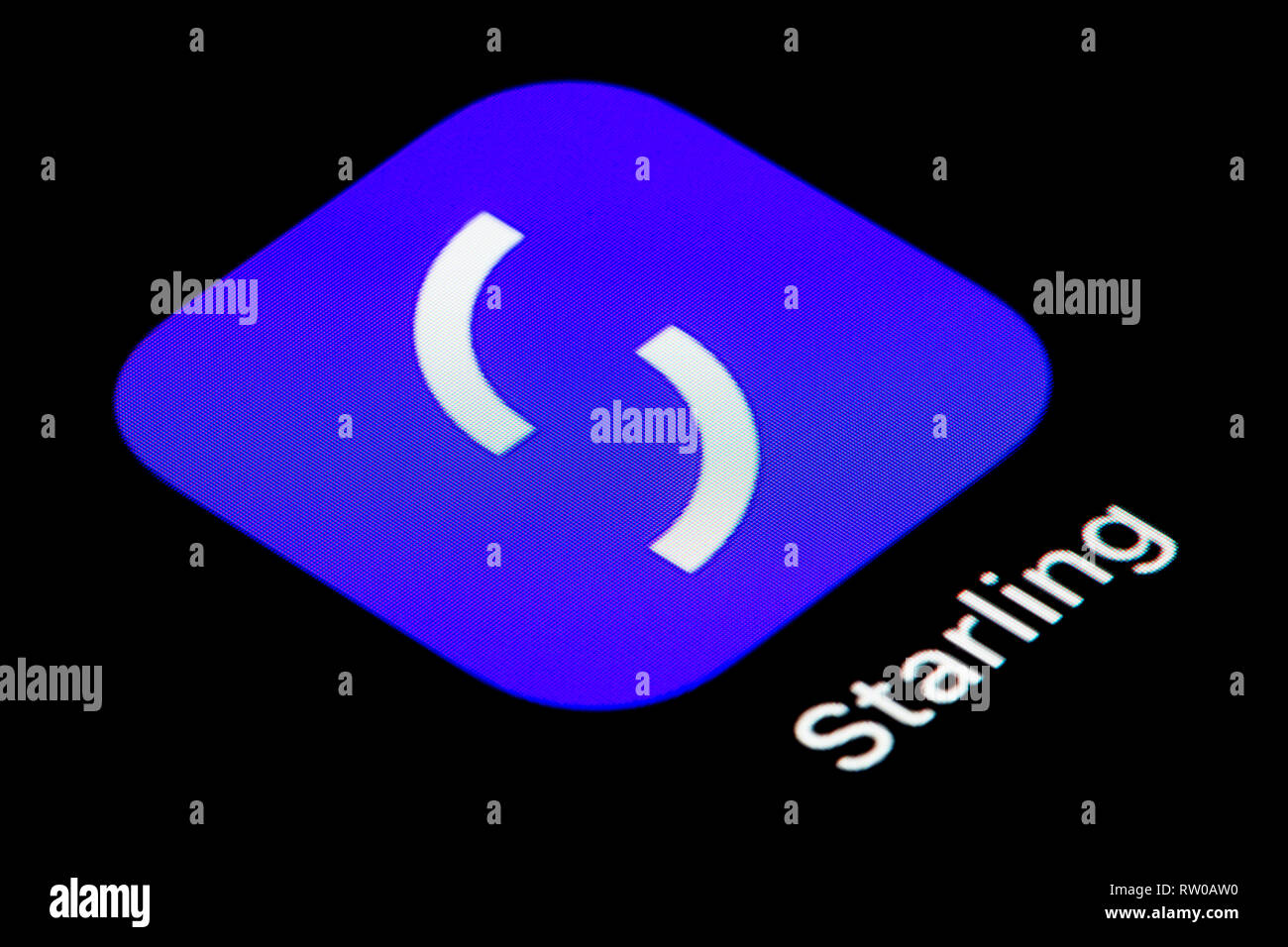A close-up shot of the Starling Bank app icon, as seen on the screen of ...