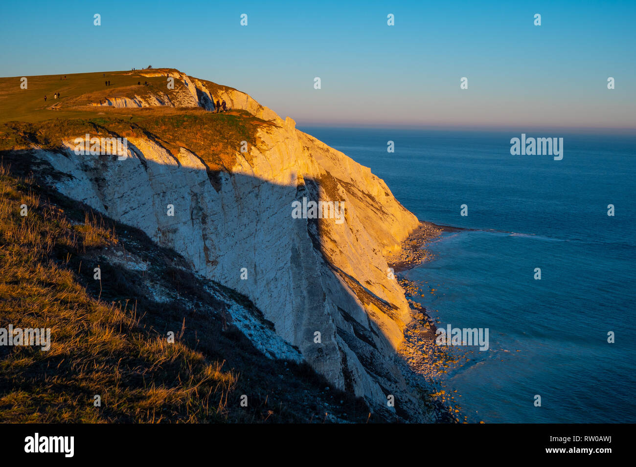 Famous Seven Sisters White Cliffs at the coast of Sussex England Stock ...
