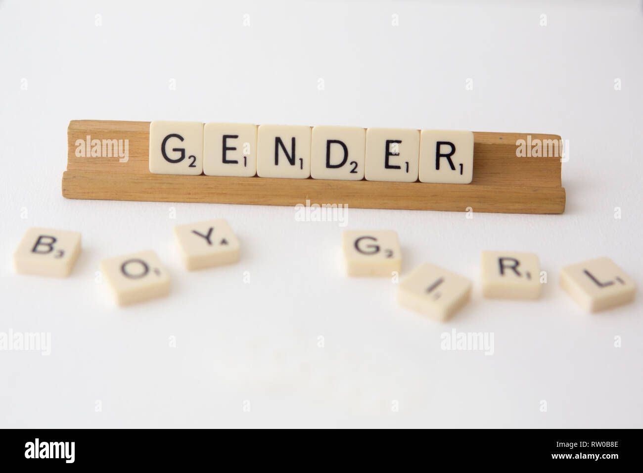 Tiles spell out the word 'gender' Stock Photo - Alamy