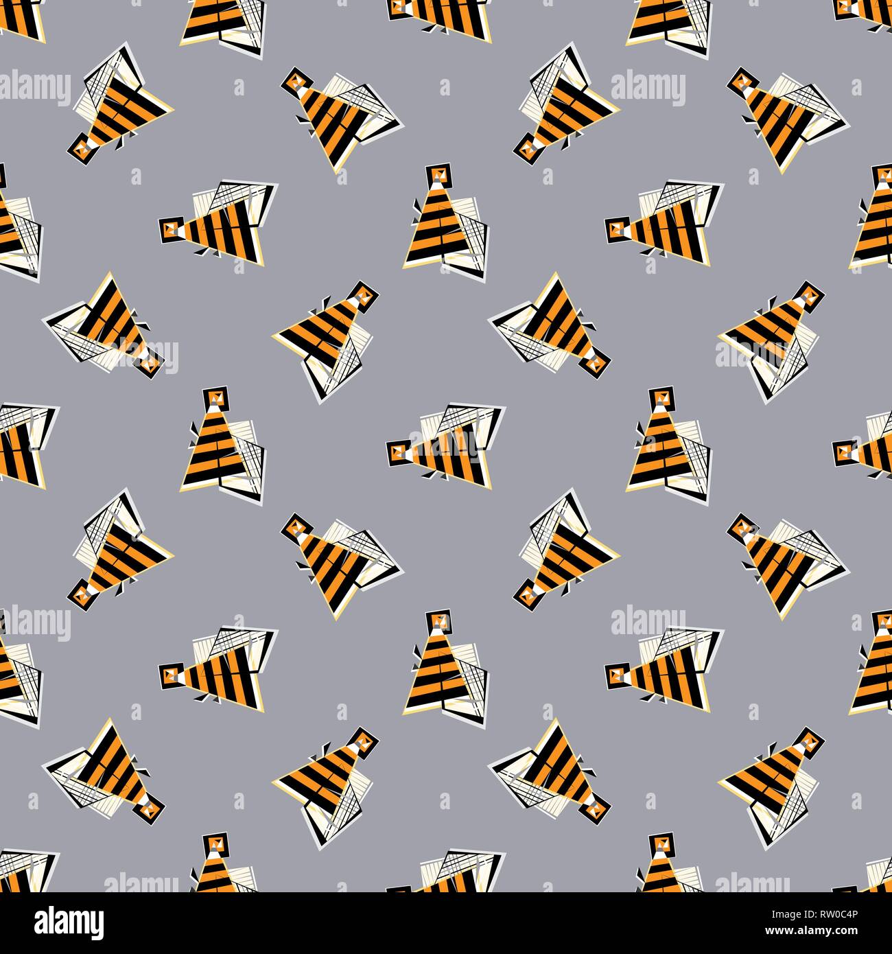 Bees vector seamless pattern. Abstract geometrical honeybee background ...