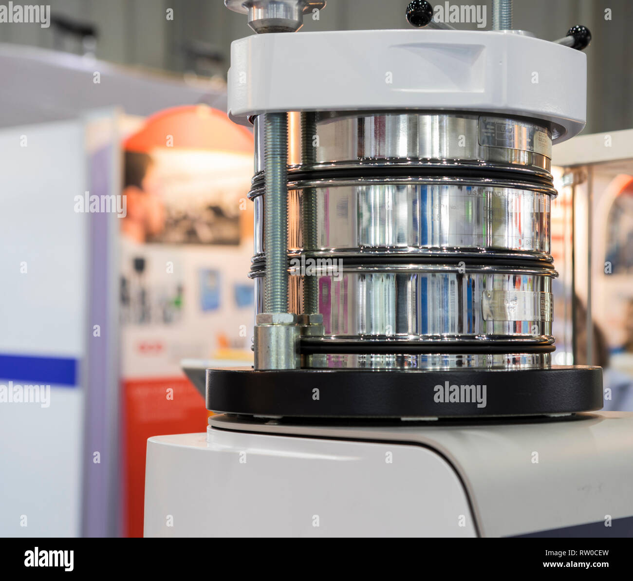 testing size of material by sieve analysis for laboratory Stock Photo ...