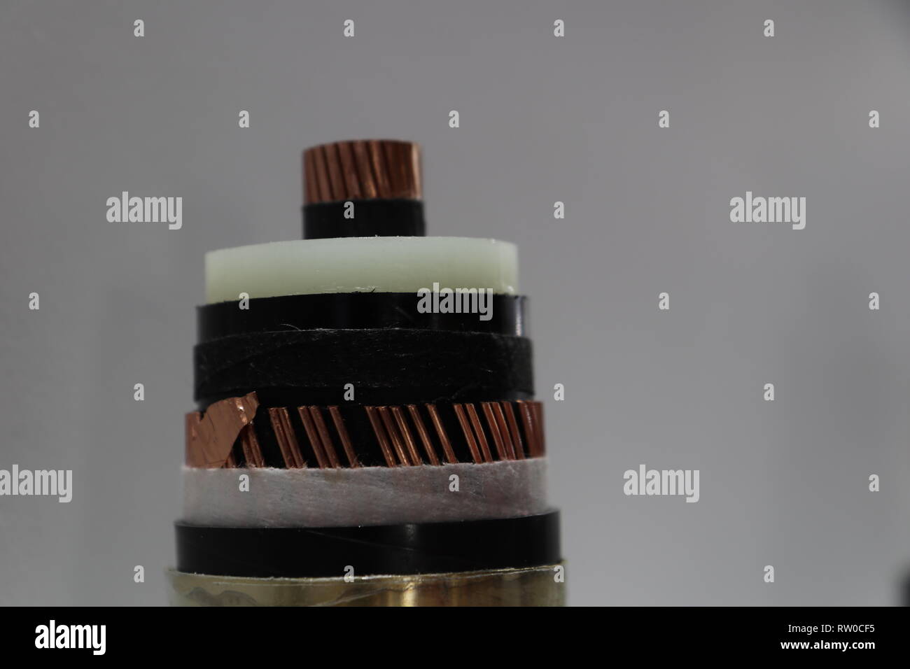 The copper wires in electric power cable ; close up Stock Photo - Alamy