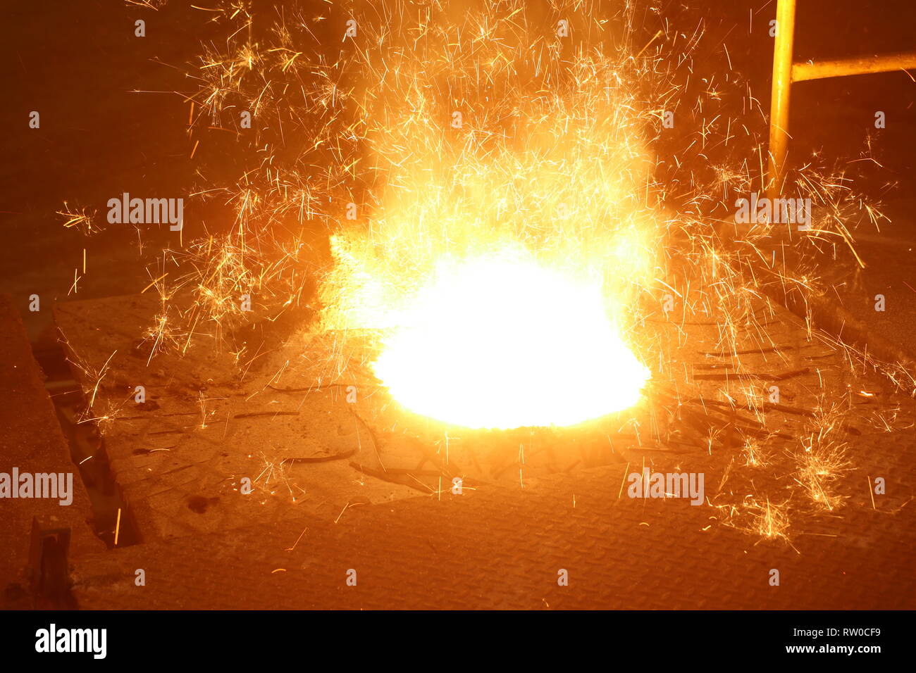 Molten metal in Induction Furnace for casting Iron manufacturing Stock ...