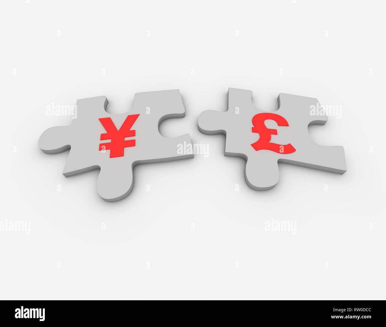 Closely connected puzzles, teamwork, RMB and Pound Sterling Stock Photo ...