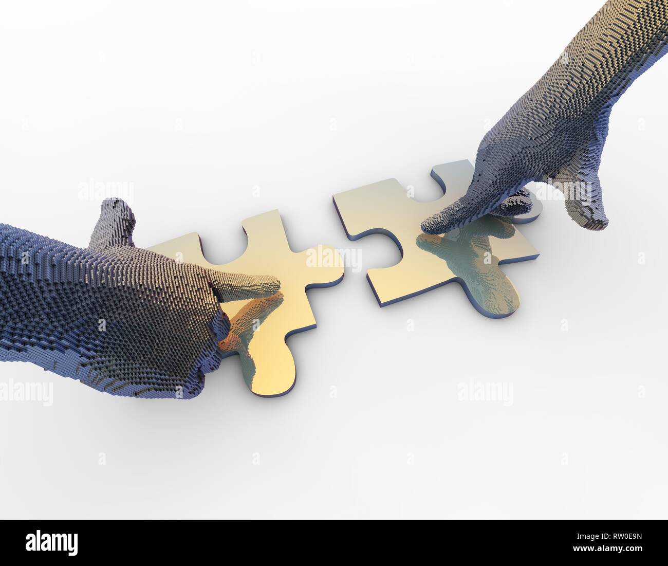 Closely connected puzzles, teamwork, fingers Stock Photo - Alamy