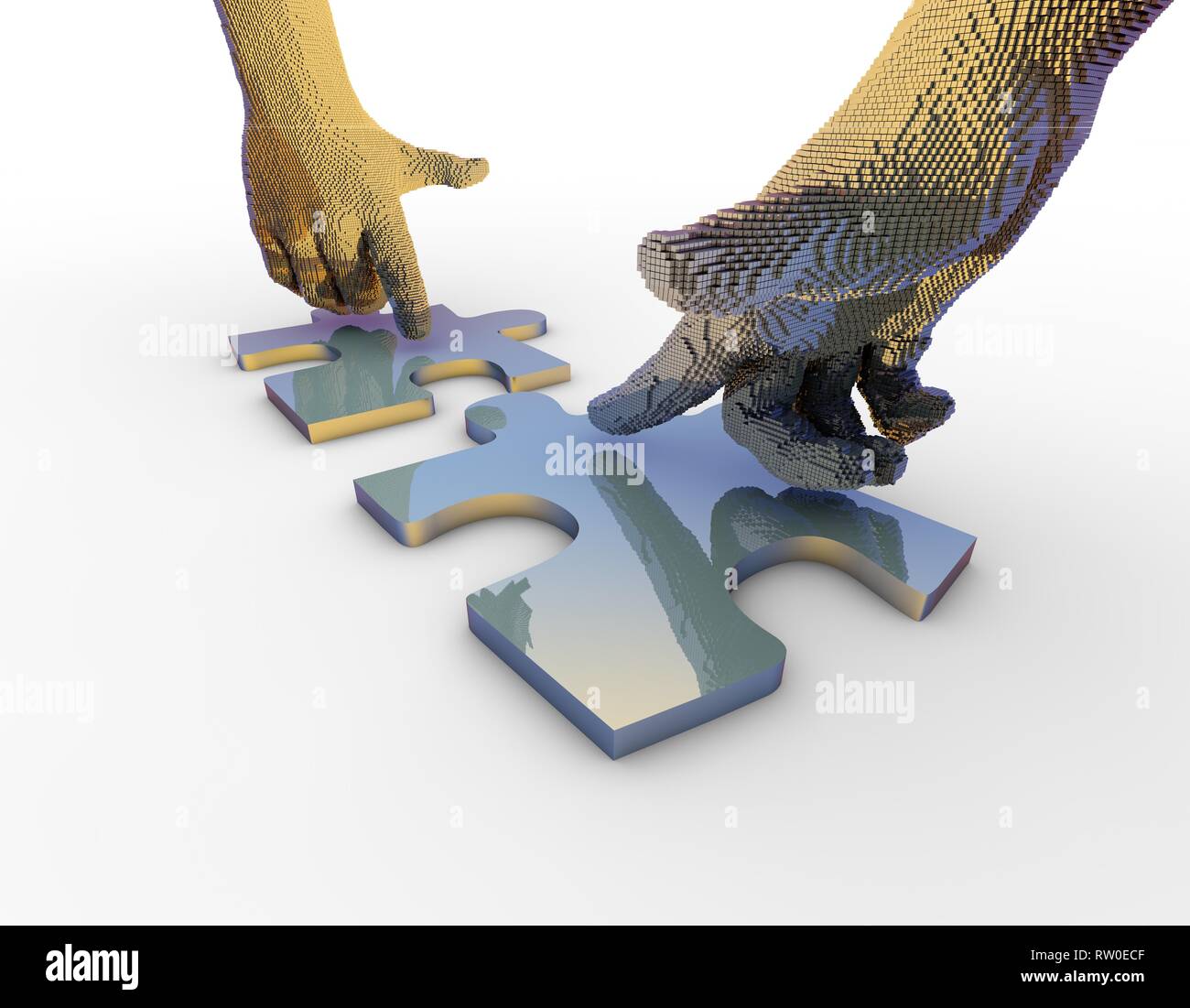 Closely connected puzzles, teamwork, fingers Stock Photo - Alamy