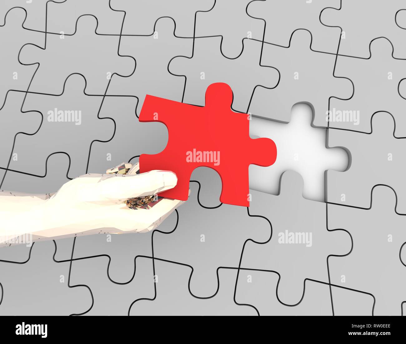 Closely connected puzzles, teamwork Stock Photo - Alamy