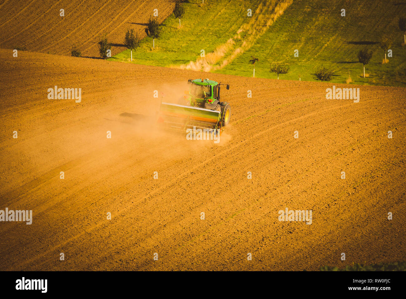 Autumn picturesque rolling countryside of South Moravian fields and ...