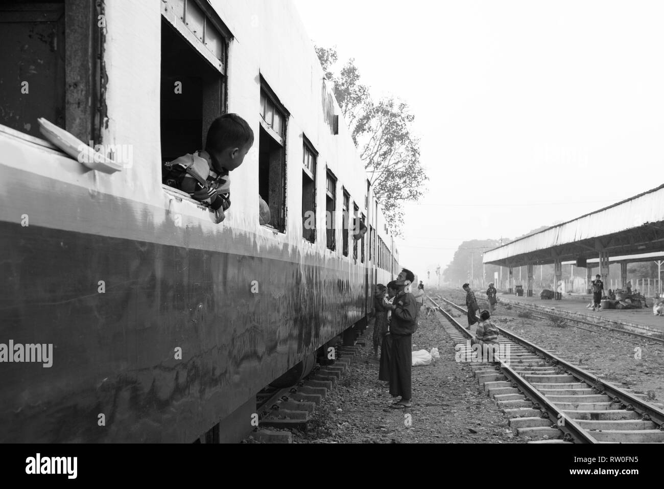 THAZI, MYANMAR - 23 NOVEMBER, 2018: Horizontal picture of burmese daily ...