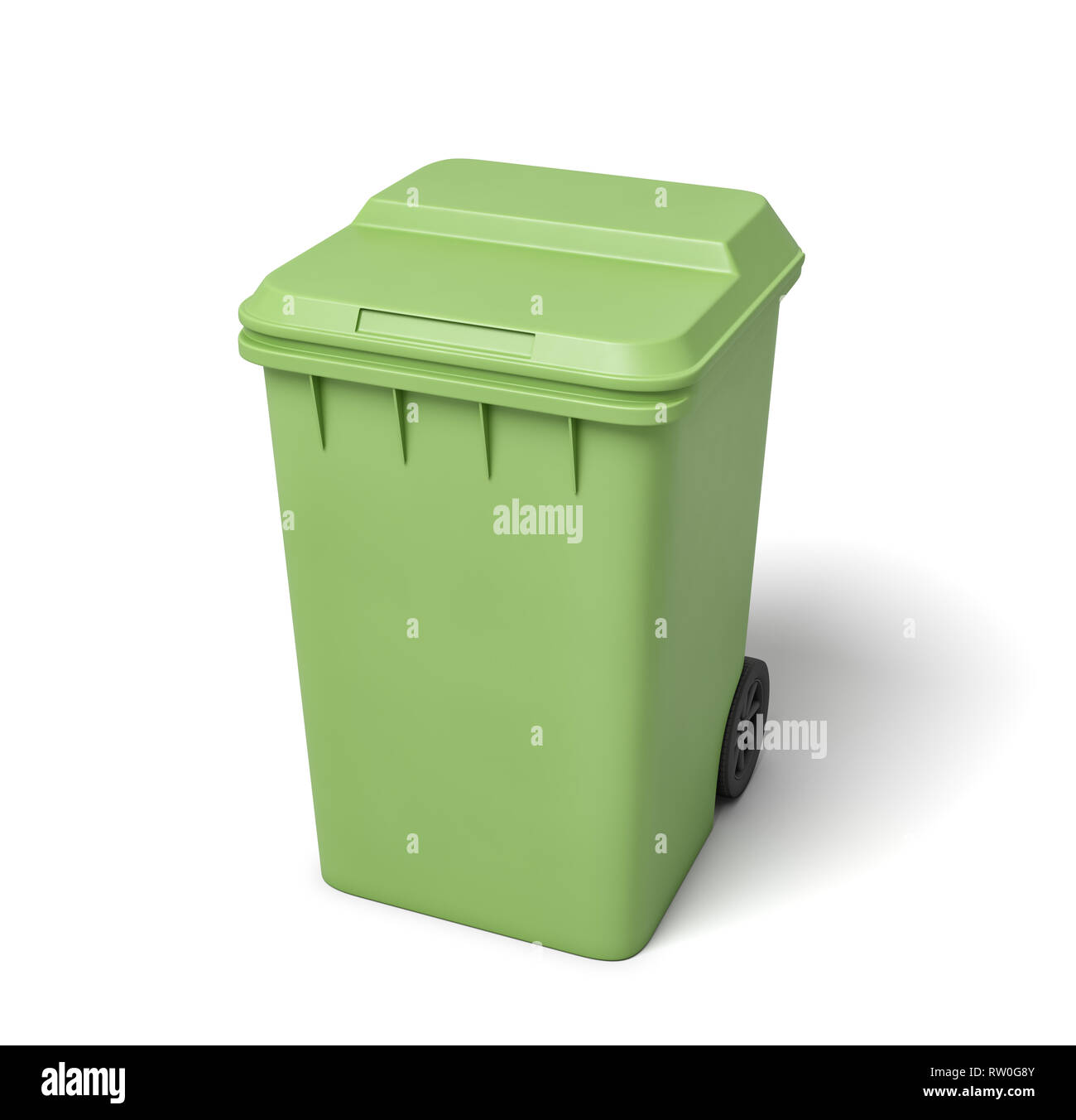 3d rendering of a light-green trash can isolated on white background ...