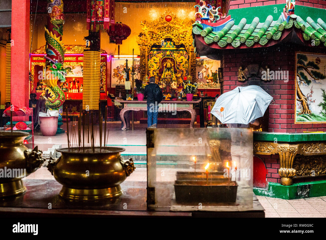 Rain Falls in Inner Courtyard, Altar of Guan Di (Kuan Ti) Altar, God of ...