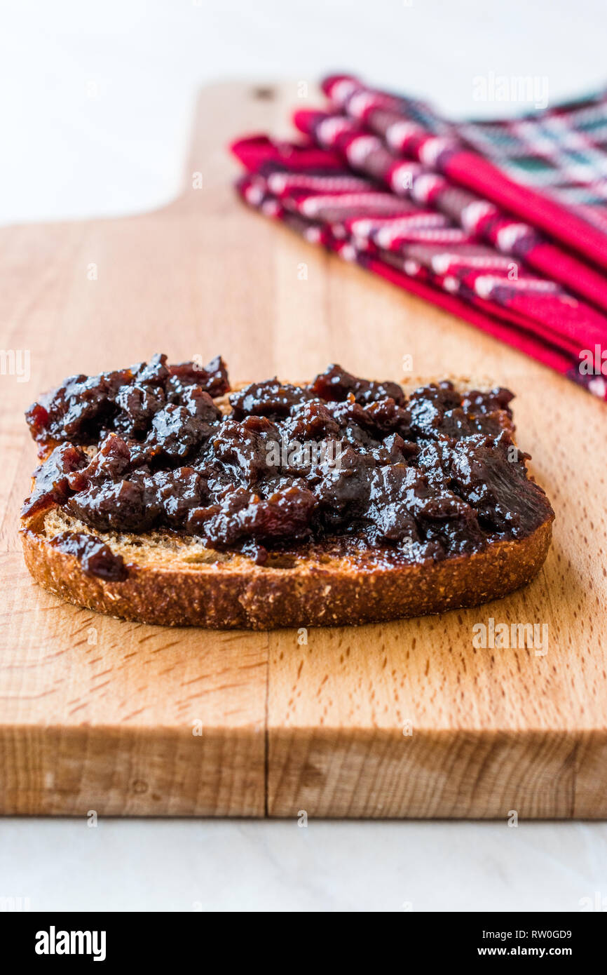 Organic Apple Molasses / Raw Fruit Paste Jam with Bread. Healthy Food ...