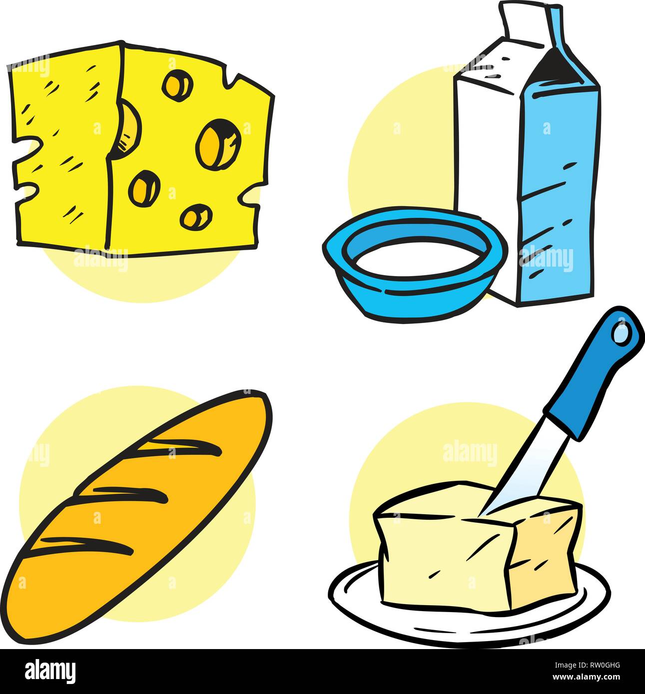 The illustration shows several items products. Illustration is ...