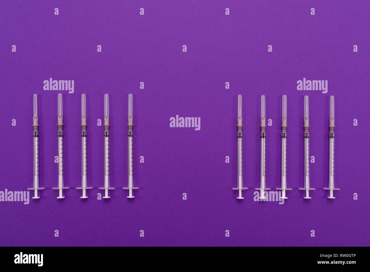 1-ml syringes isolated on a bright background Stock Photo - Alamy