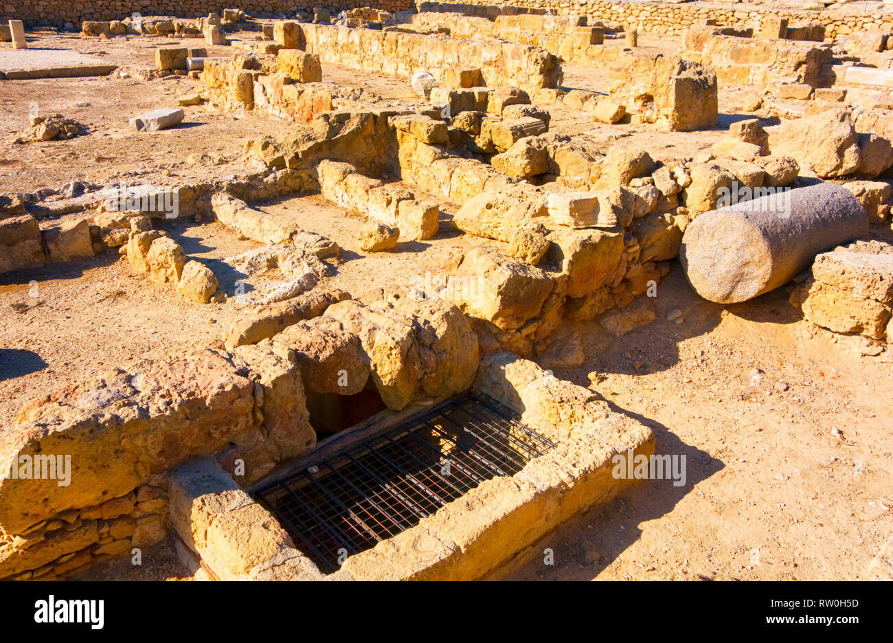 Destroyed ancient stone ruins. Archaeological excavations Stock Photo ...