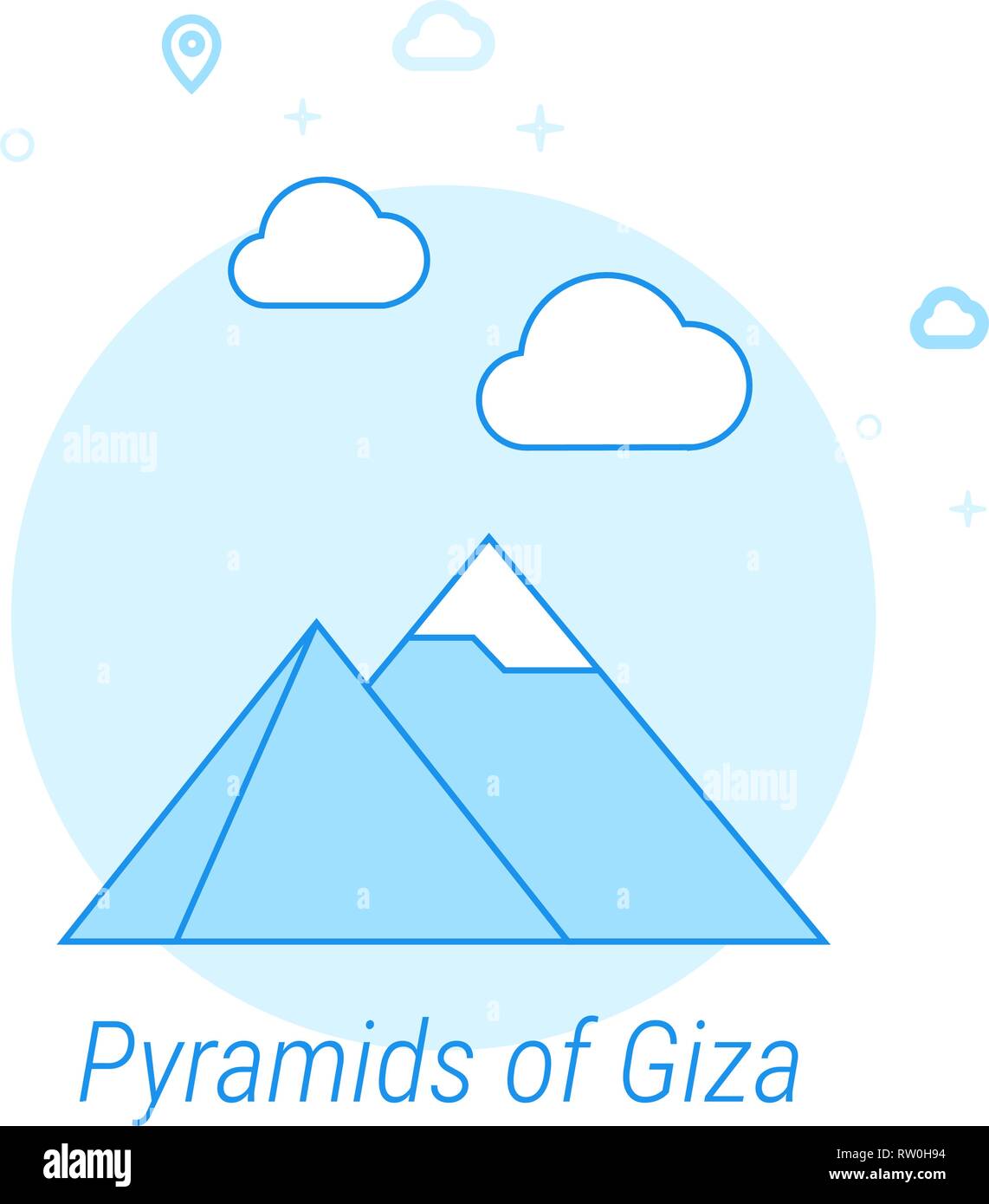 Pyramids of Giza, Egypt Flat Vector Icon. Historical Landmarks Related ...