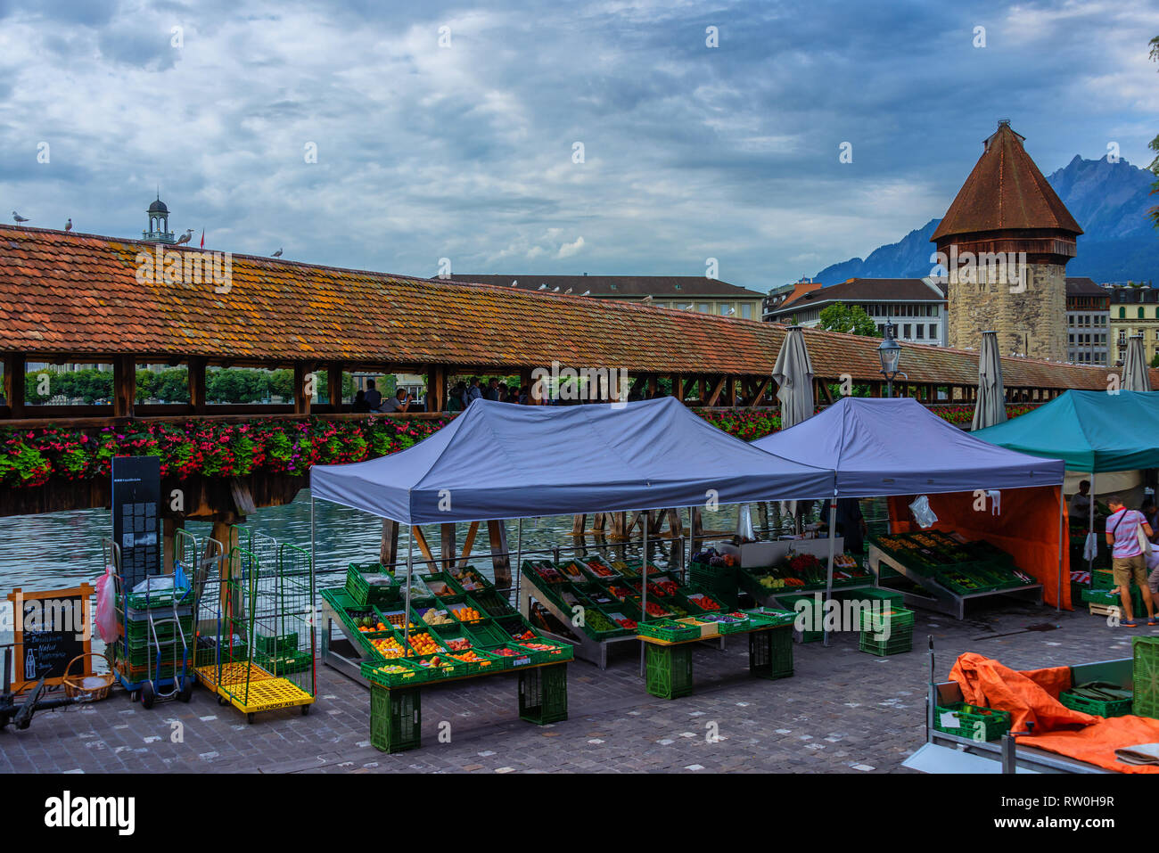 Famous Chapel bridge in Lucerne , Switzerland Stock Photo - Alamy