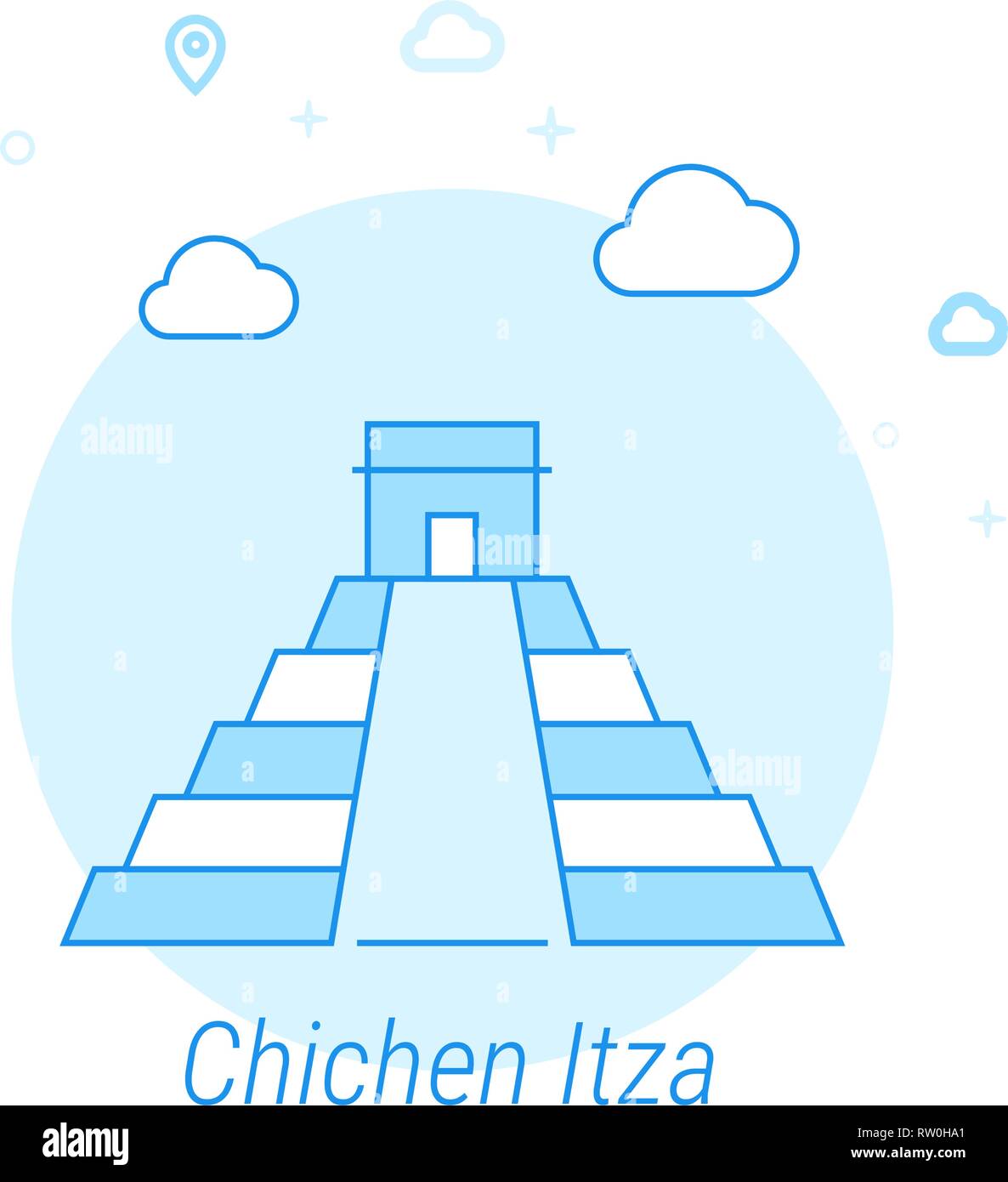 Chichen Itza, Mexico Flat Vector Icon. Historical Landmarks Related Illustration. Light Flat ...