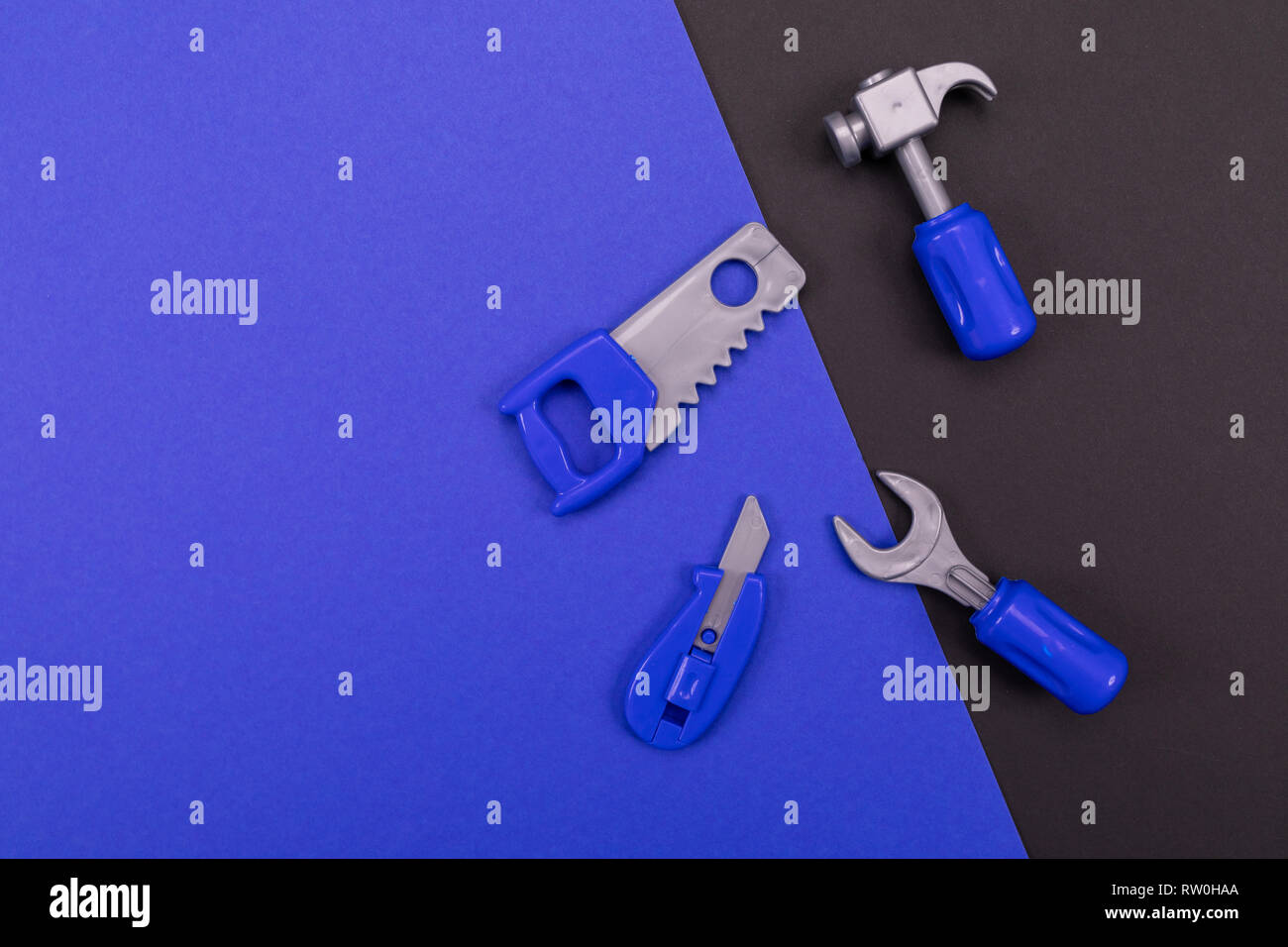 set of joiner's tools on colorful background Stock Photo - Alamy