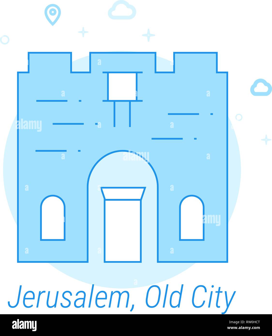 Old City, Jerusalem Flat Vector Icon. Historical Landmarks Related ...