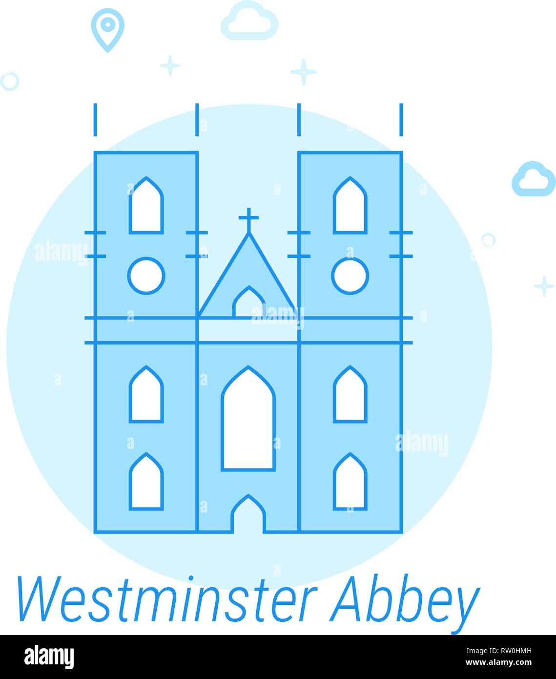Westminster Abbey, London Flat Vector Icon. Historical Landmarks ...