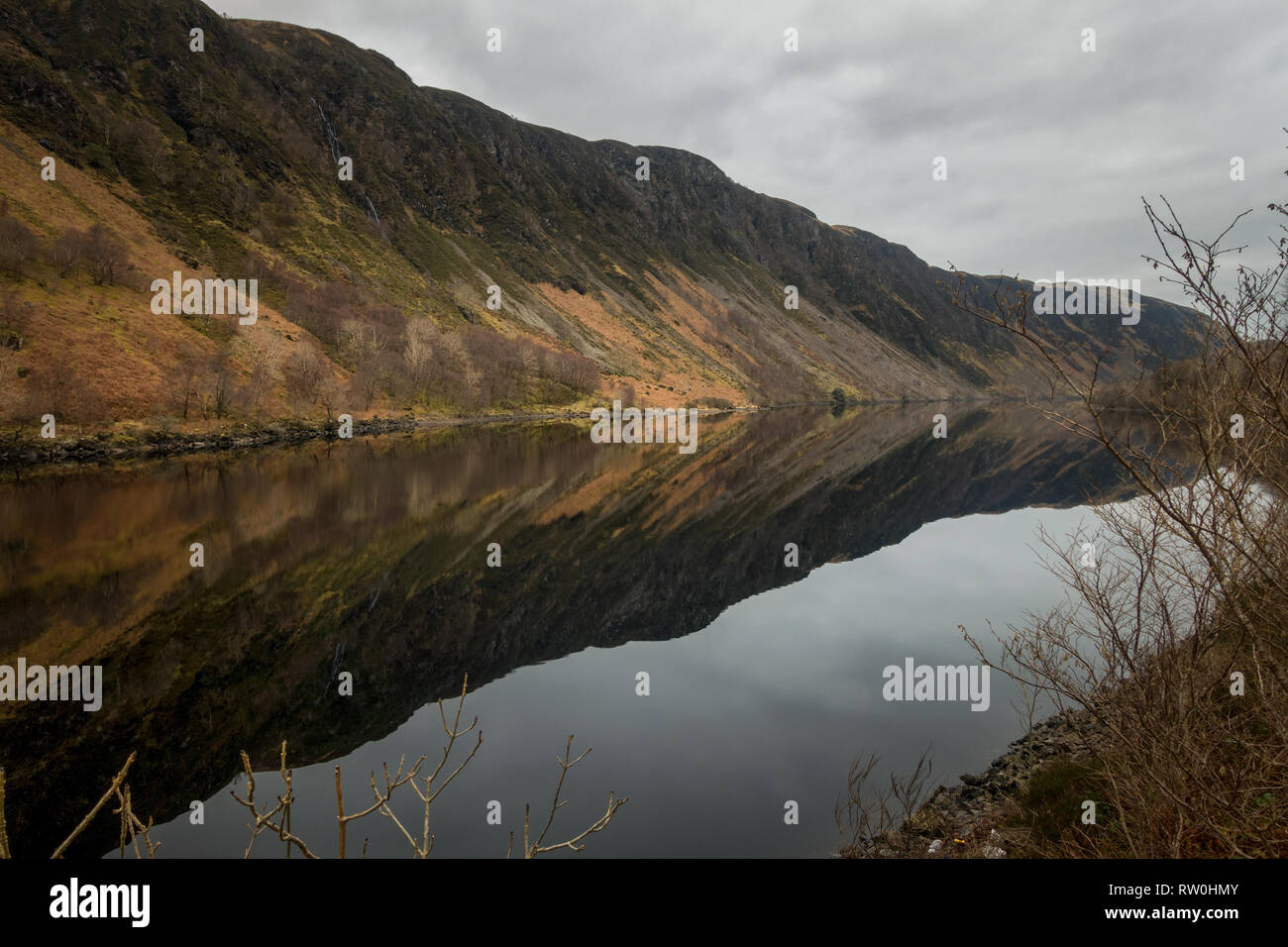 Mouth of the River Awe on a calm day with beautiful reflections which ...
