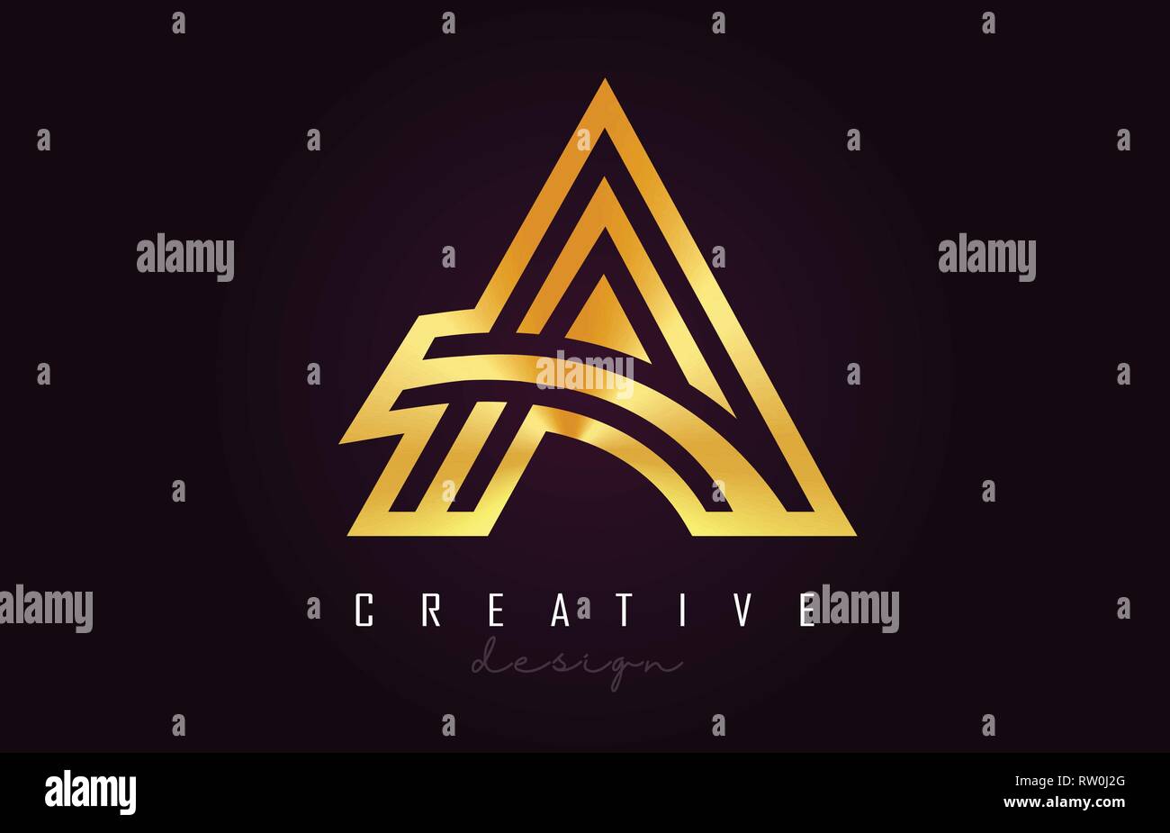 A Golden Letter Logo Monogram Vector Design. Creative A Gold Metal ...