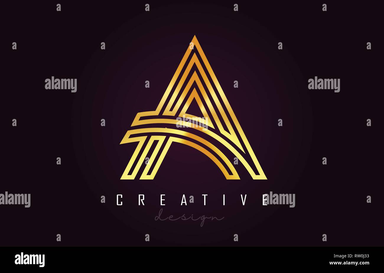 A Golden Letter Logo Monogram Vector Design. Creative A Gold Metal ...