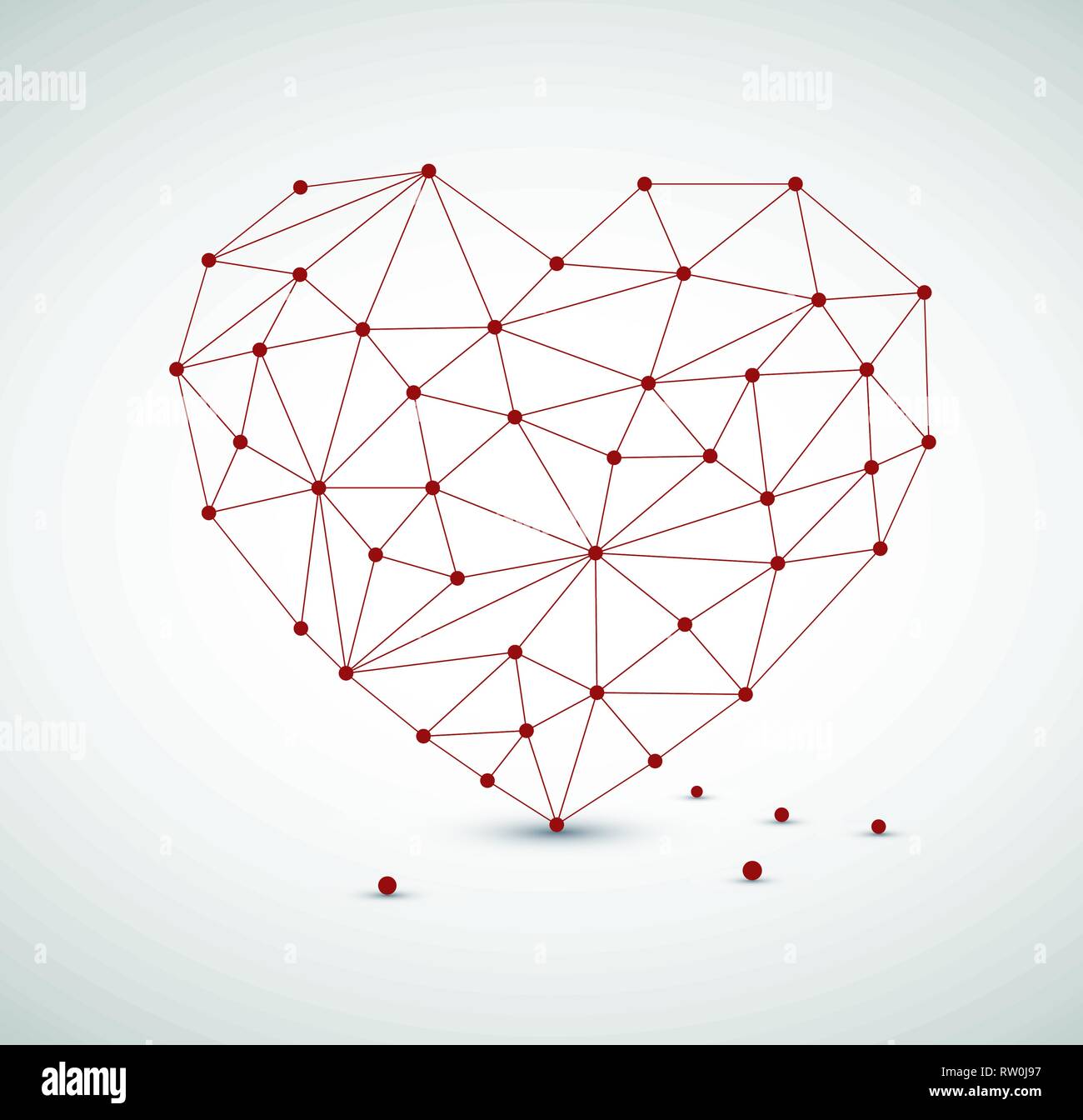 Modern heart vector illustration made from triangles - lovely network ...