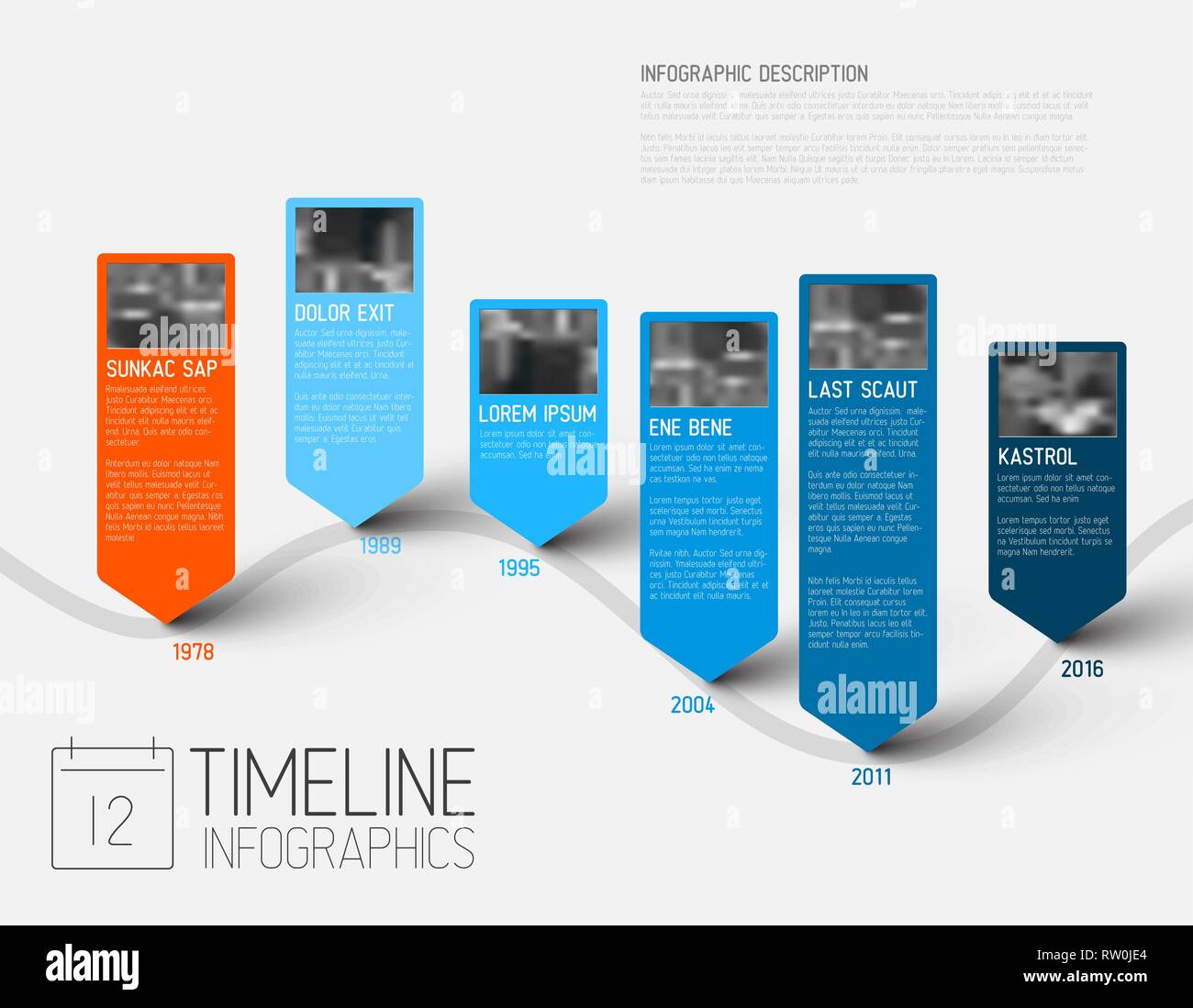 colorful Infographic typographic timeline report template with the ...