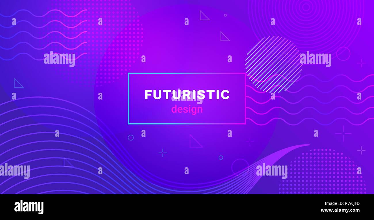 Futuristic minimalist background with waves and dots on gradient blend ...