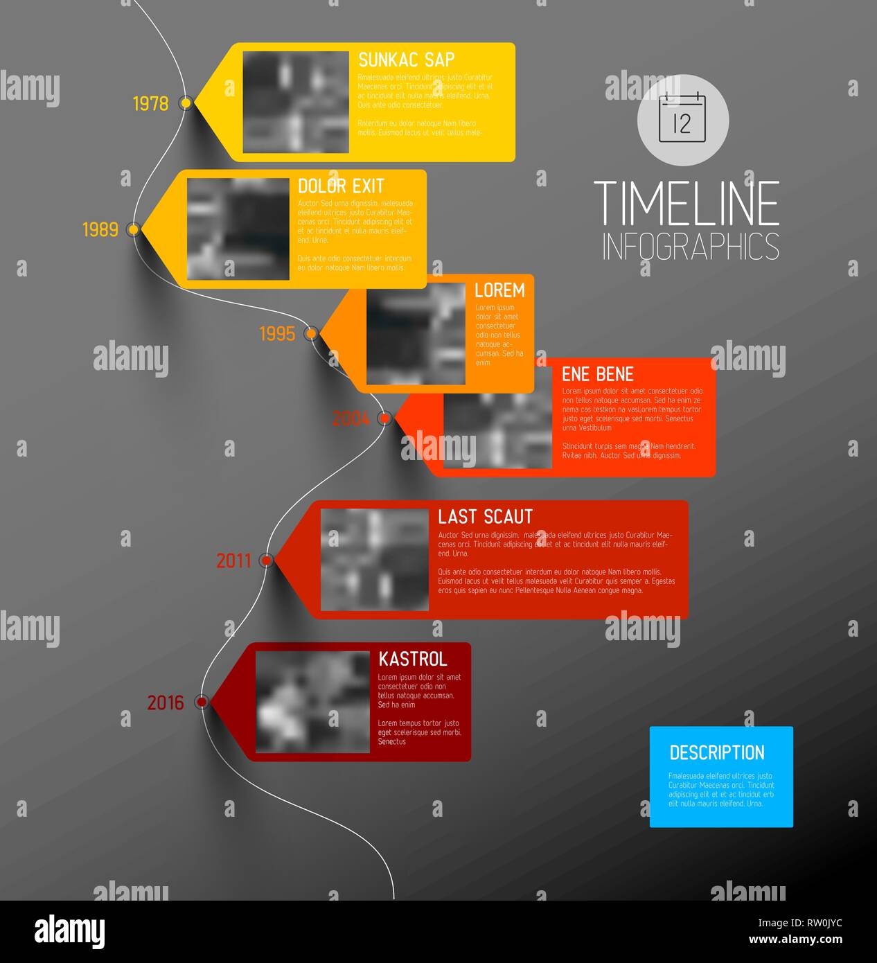 Vector colorful Infographic typographic timeline report template with ...