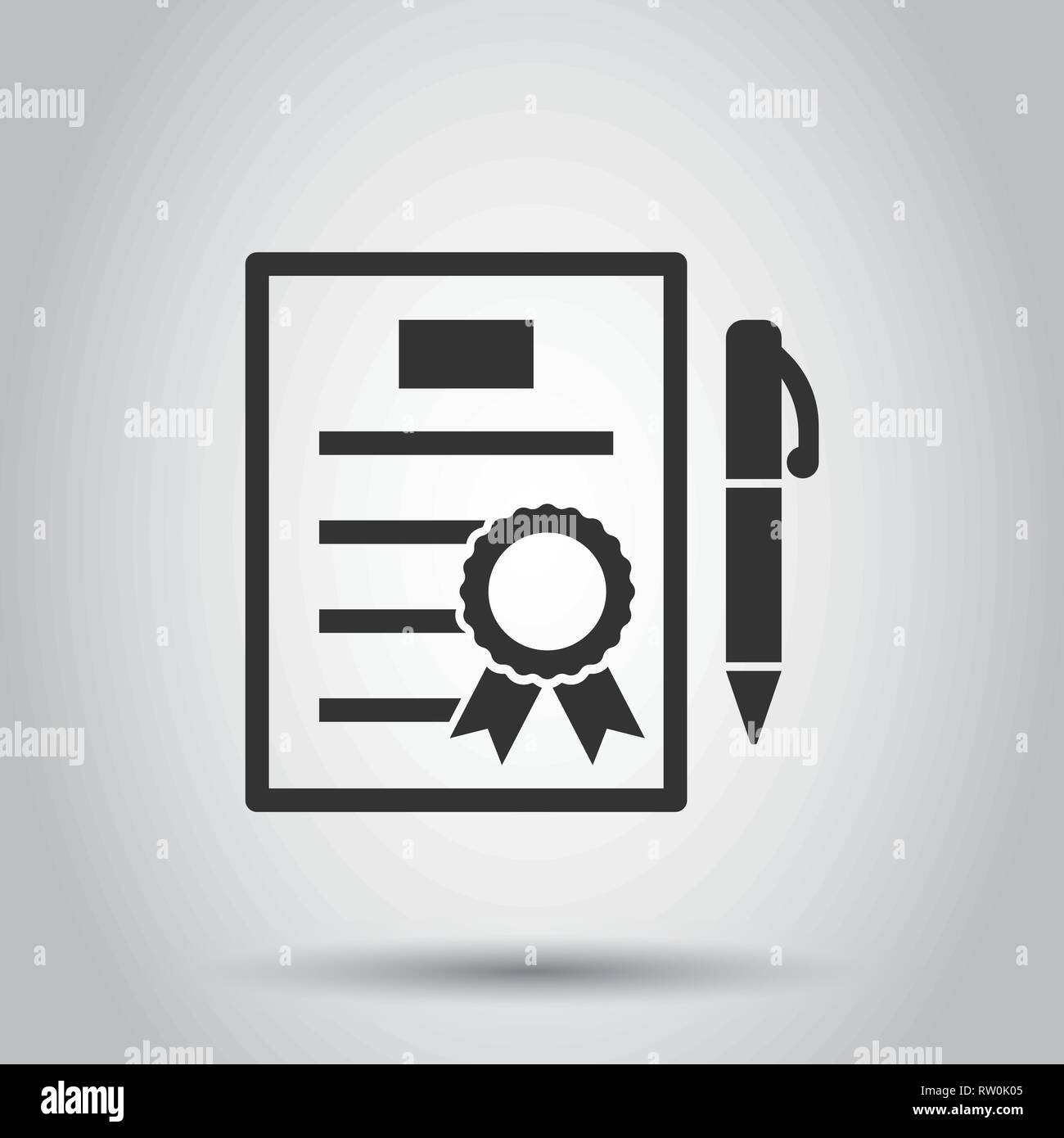 Contract agreement icon in flat style. Document sheet with pen vector ...