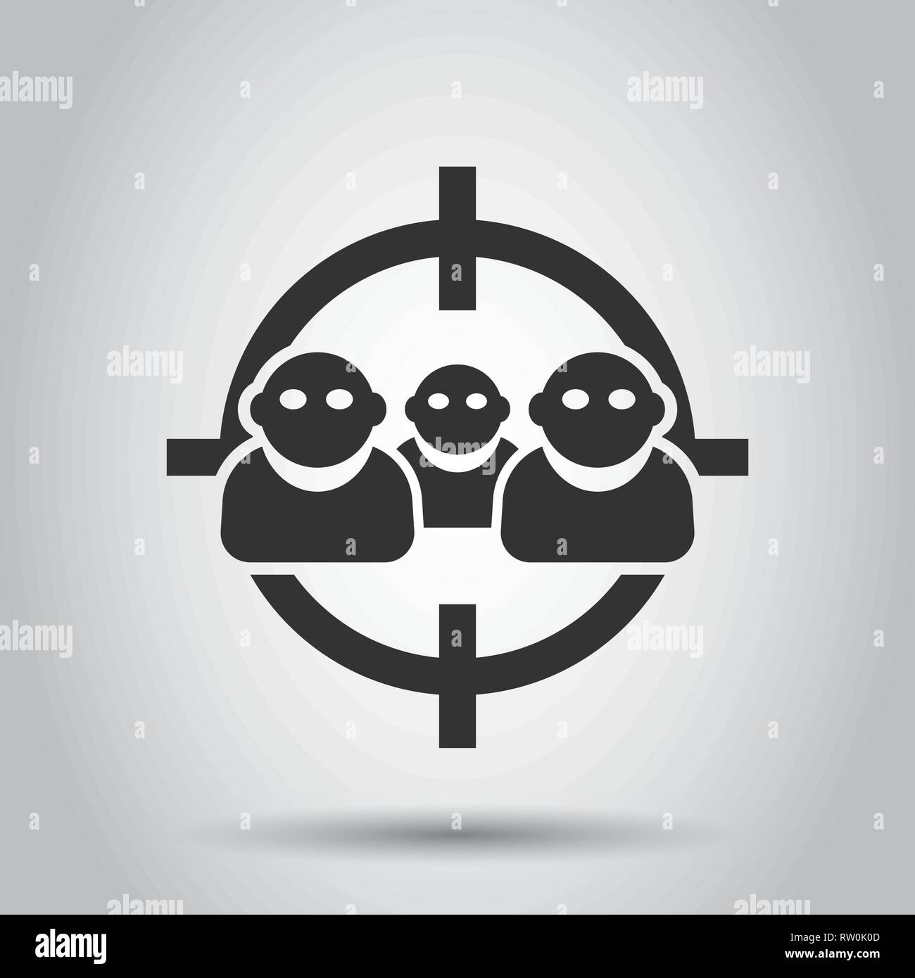 Target audience icon in flat style. Focus on people vector illustration ...