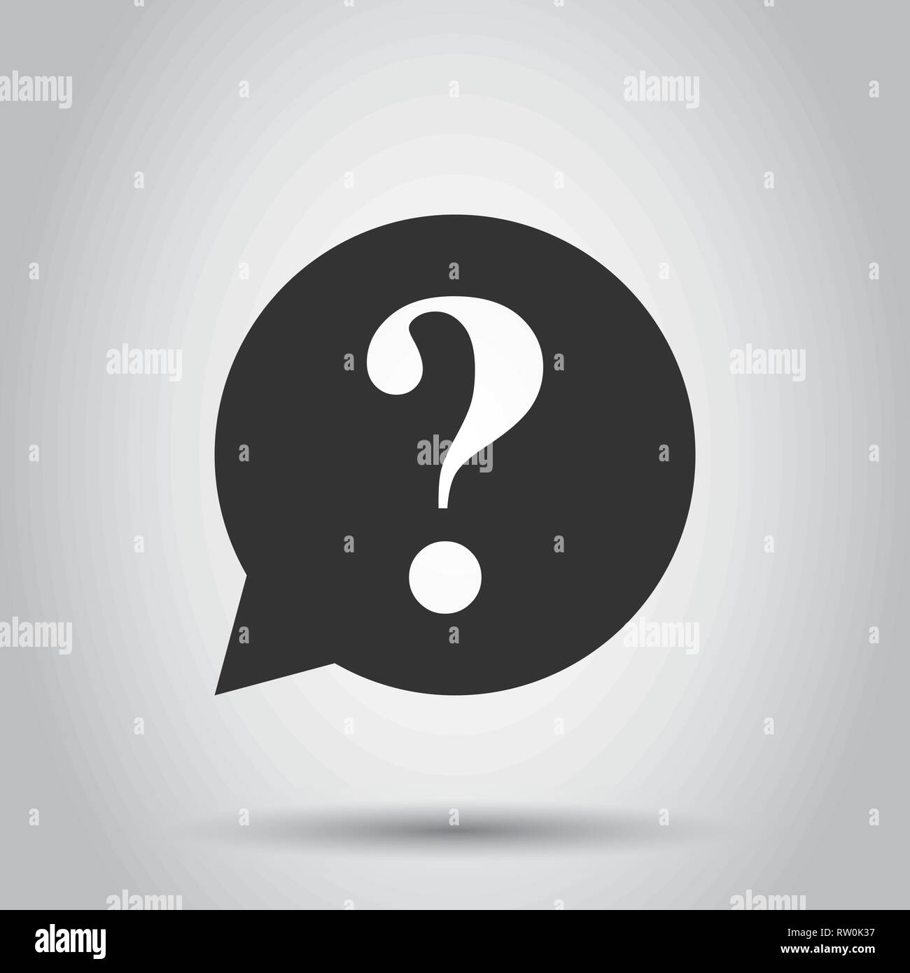 Question mark icon in flat style. Discussion speech bubble vector ...