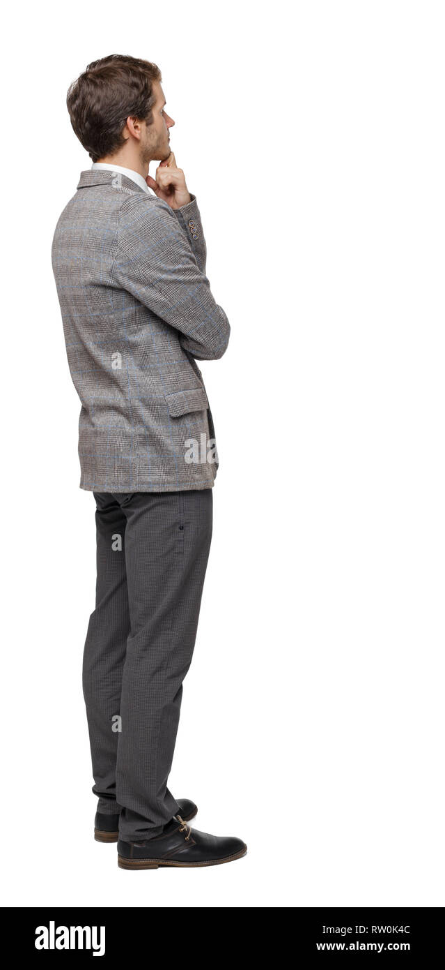 Back view of Business man looks. Rear view people collection. backside ...