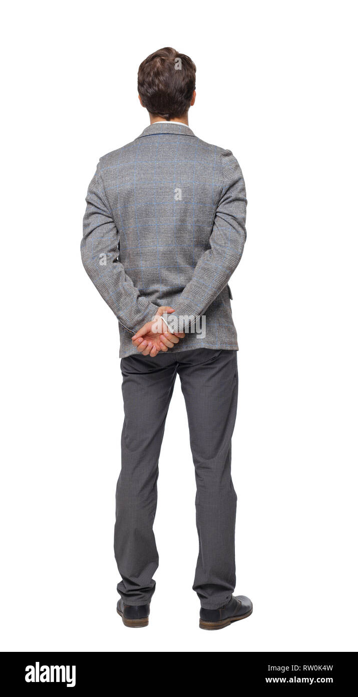 Back view of Business man looks. Rear view people collection. backside ...