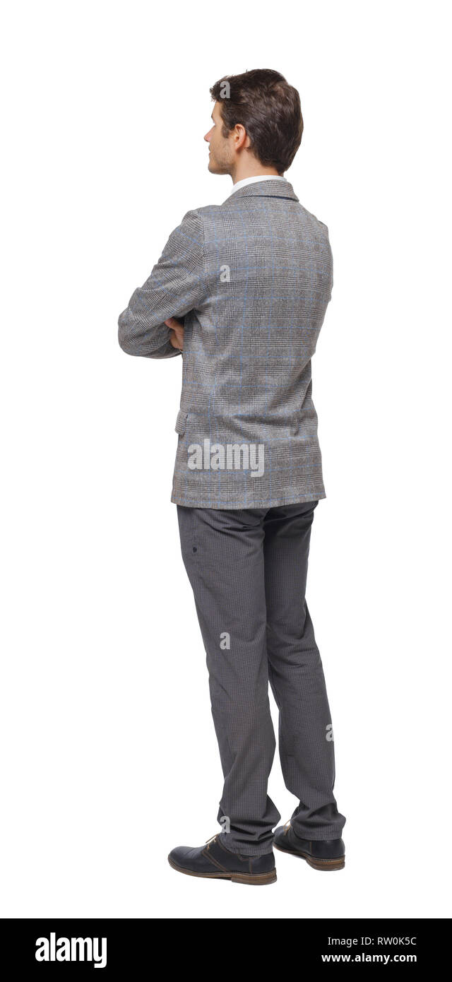 Back view of Business man looks. Rear view people collection. backside ...