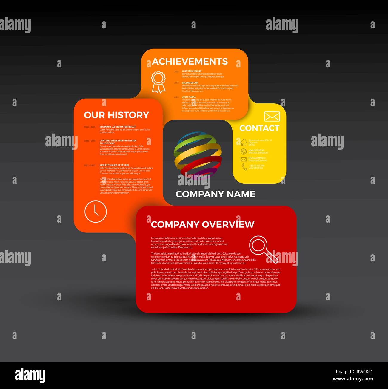 Vector Company infographic overview design template with rectangular ...