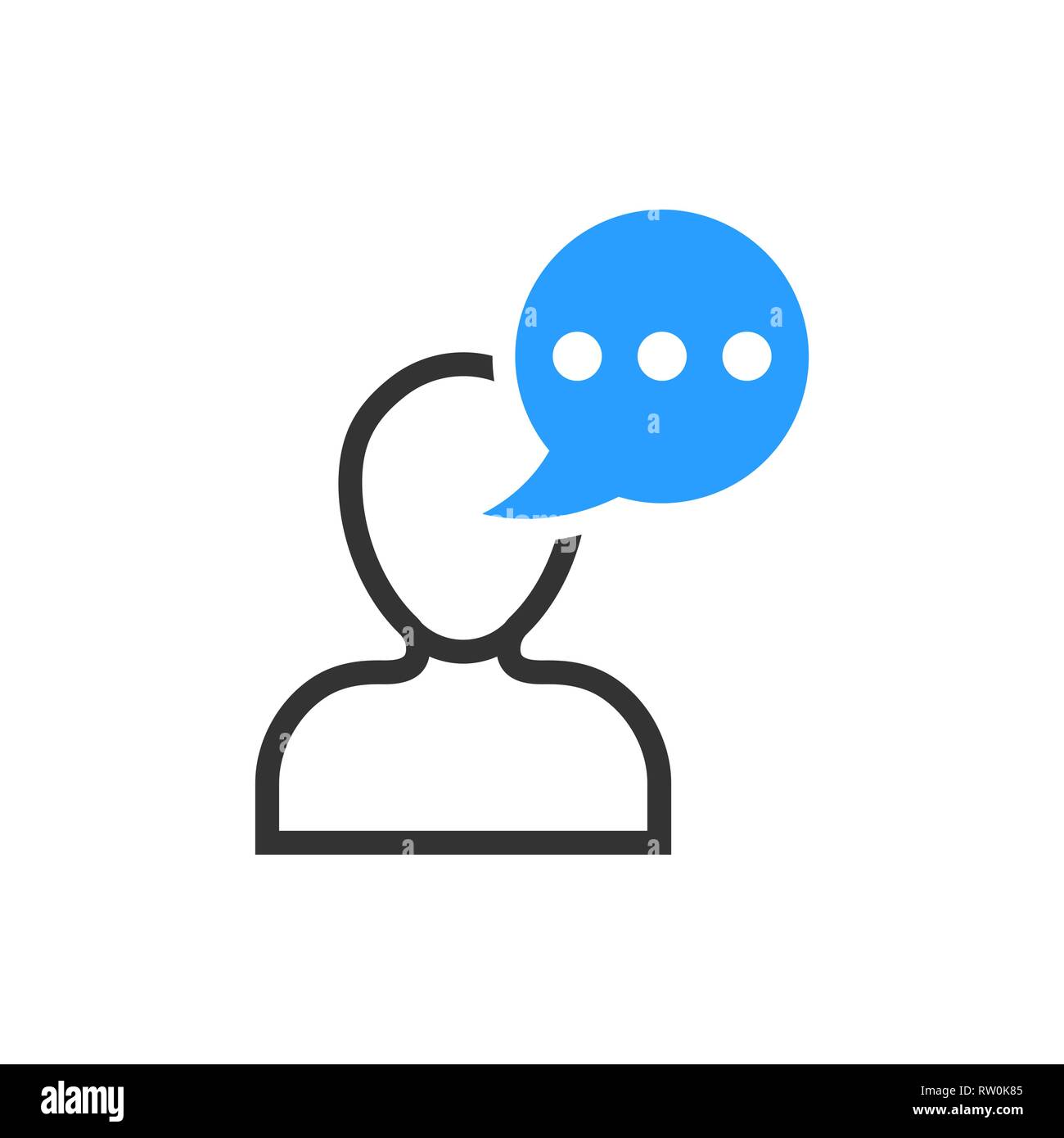 Man head mind thinking icon in flat style. Speech bubble with people ...