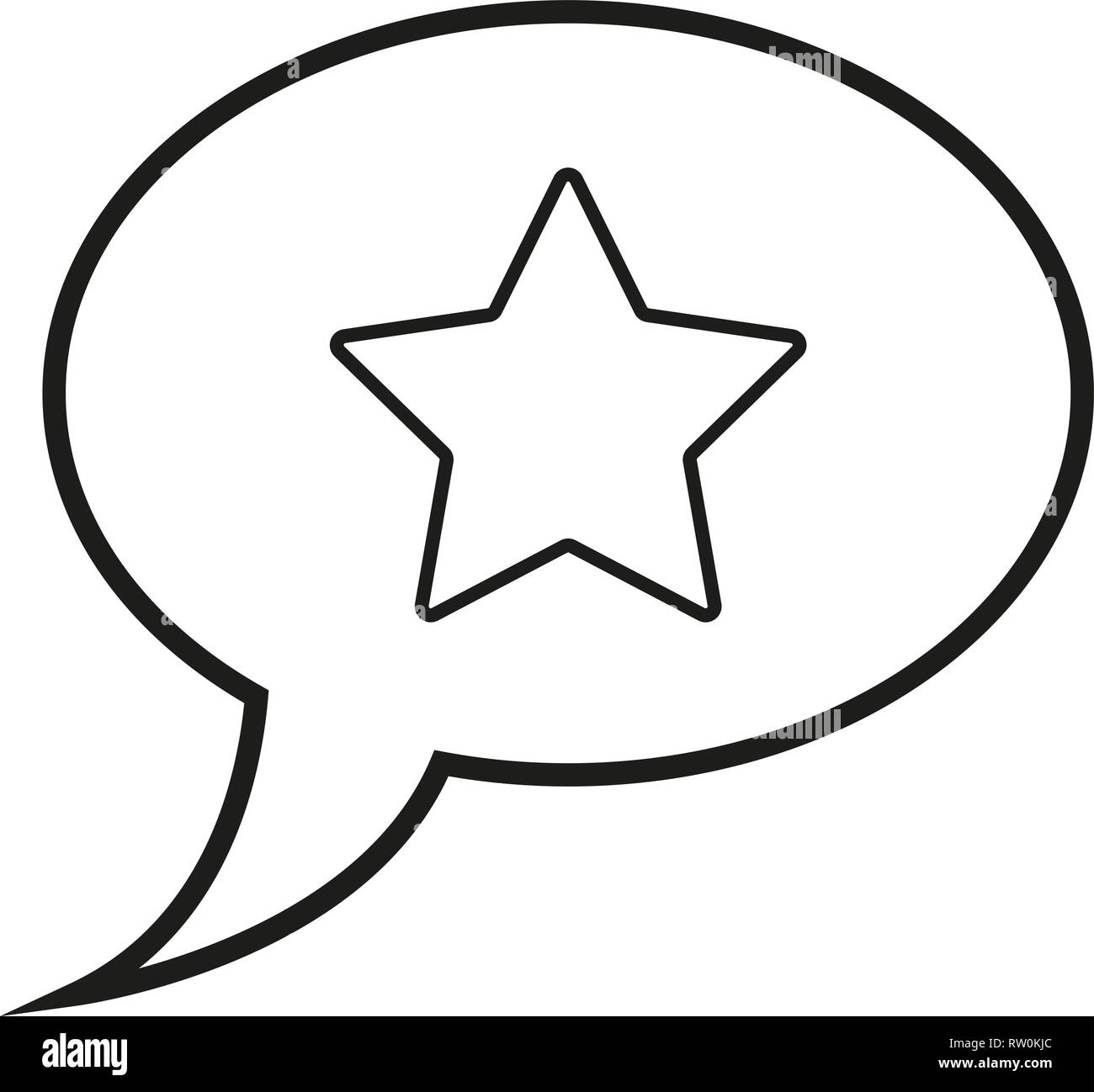 Star in speech bubble outline icon. linear style sign for mobile ...