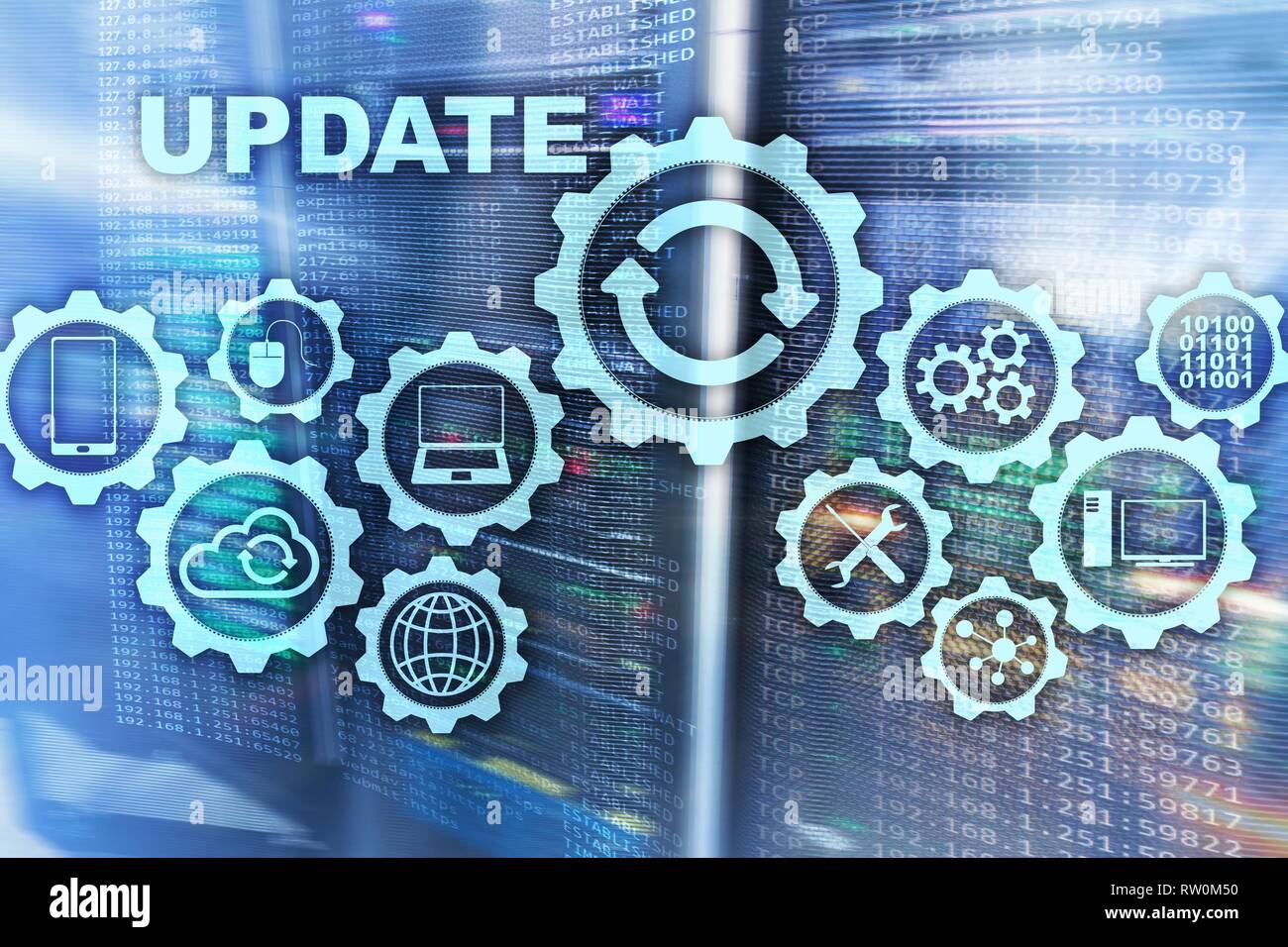 Update Software Computer on Virtual Screen Server Room Datacenter ...