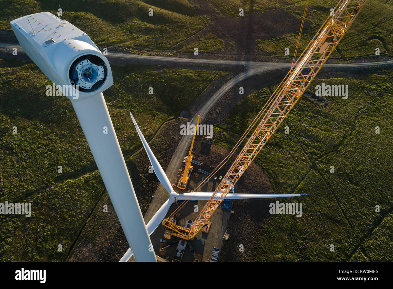 Aerial view wind farm uk hi-res stock photography and images - Alamy