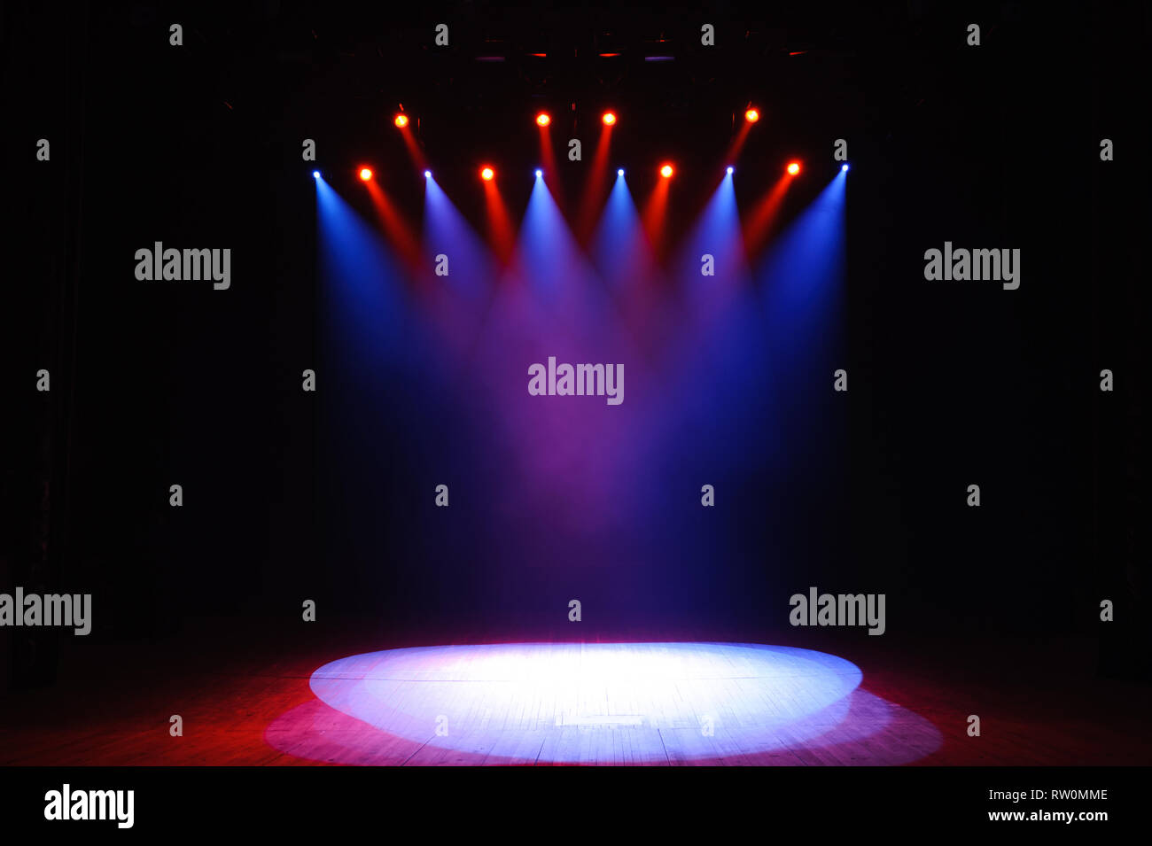 Free stage with lights, background of empty stage, spotlight, neon ...