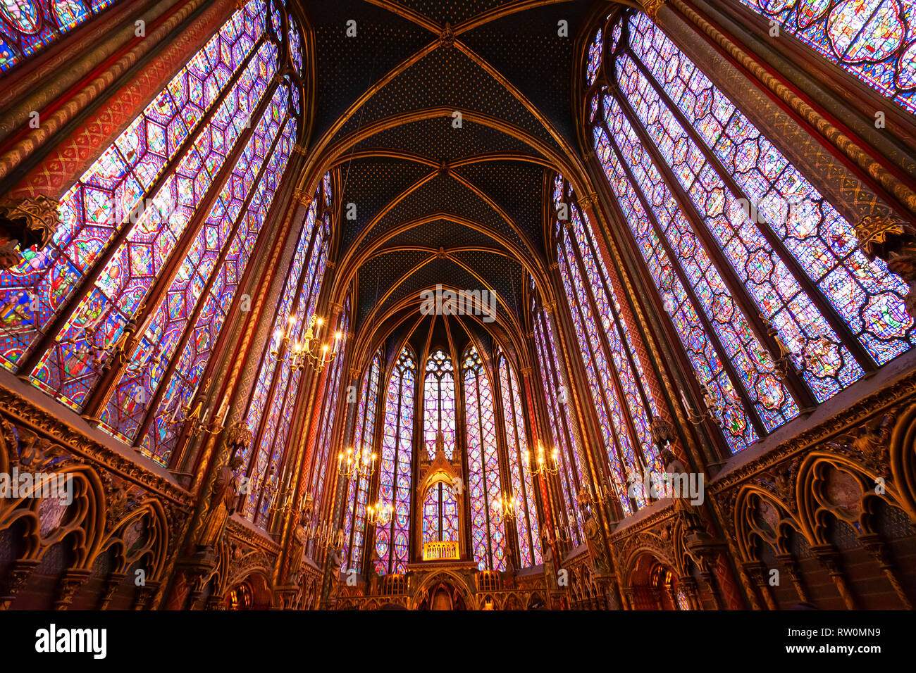 Stained glass windows of Saint Chapelle Stock Photo - Alamy