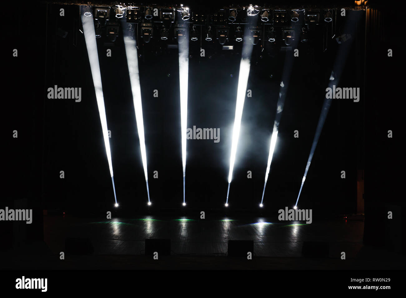 Free stage with lights, lighting devices, colored spotlights Stock ...