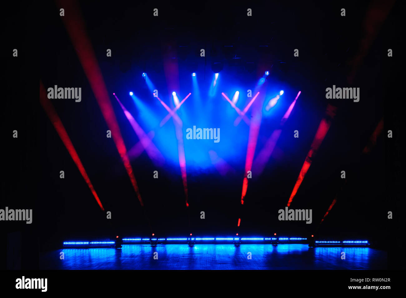 Free stage with lights, lighting devices, colored spotlights Stock ...